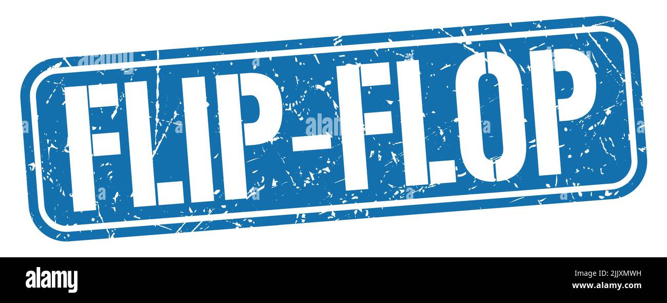 FLIP-FLOP text written on blue grungy stamp sign Stock Photo - Alamy