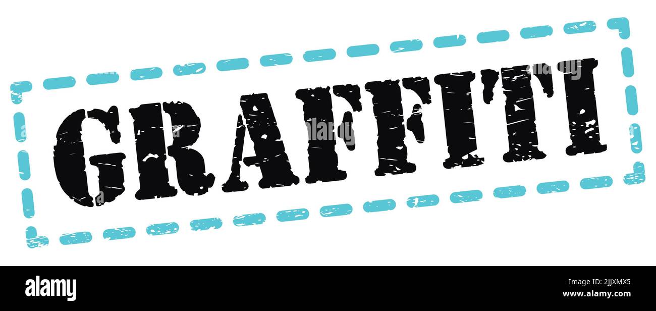 GRAFFITI text written on blue-black dash stamp sign Stock Photo - Alamy