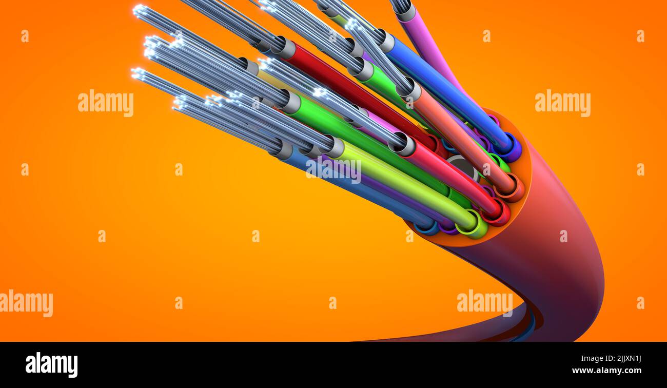 Optical light guide cable for fiber-optic communication - 3d ...