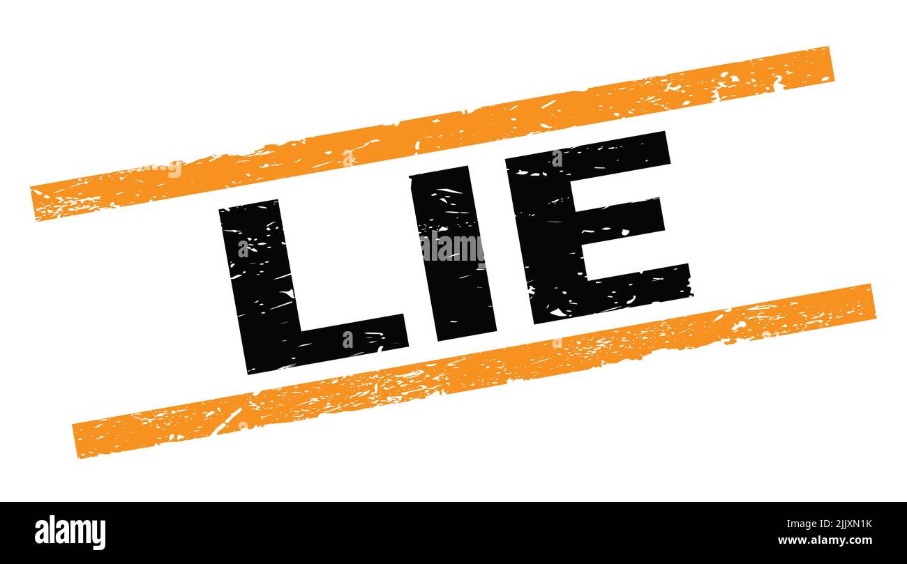 LIE text written on orange rectangle stamp sign Stock Photo - Alamy