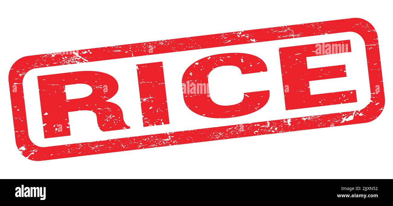 RICE text written on red rectangle stamp sign Stock Photo - Alamy