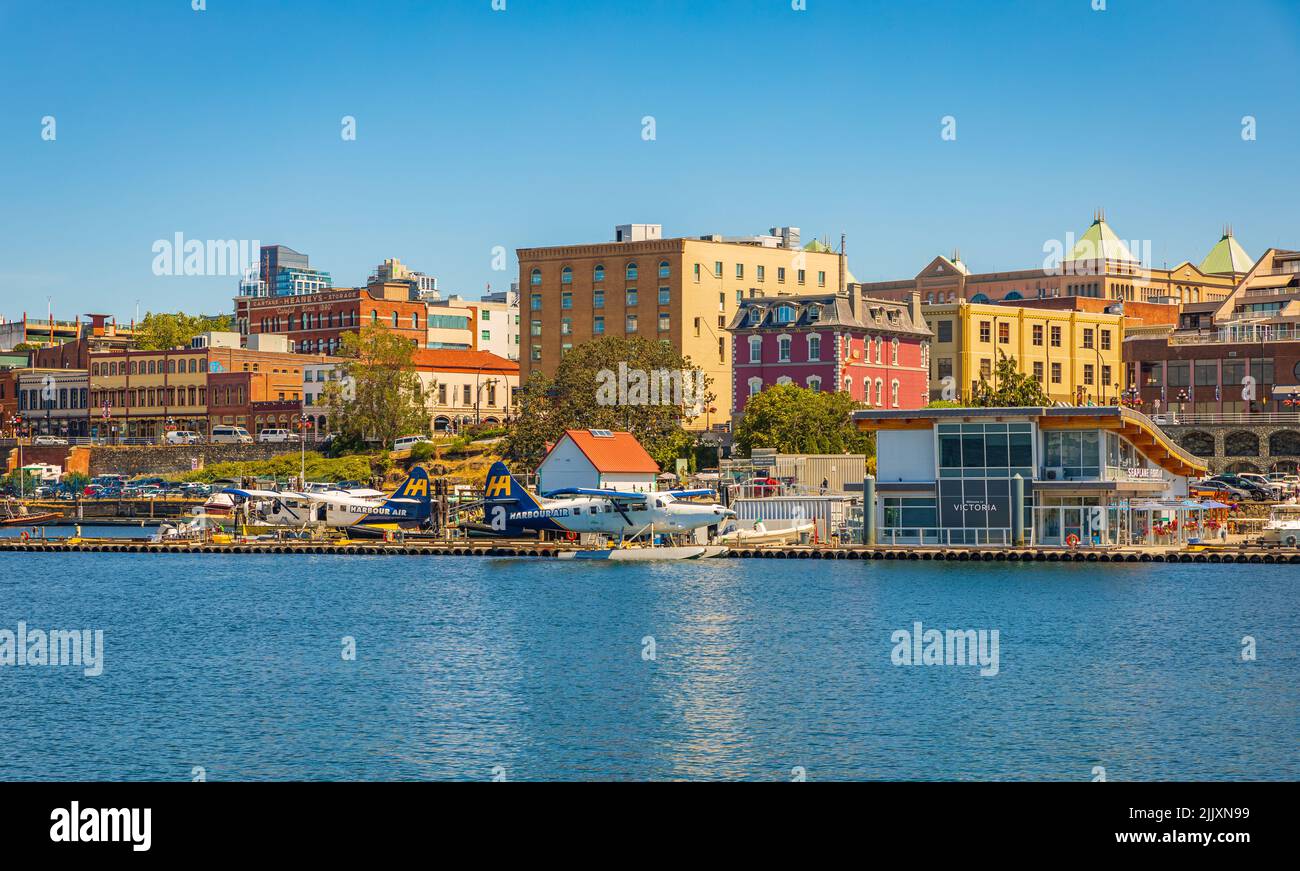 Victoria BC Canada Inner Harbour Downtown City Skyline. Harbour Air ...