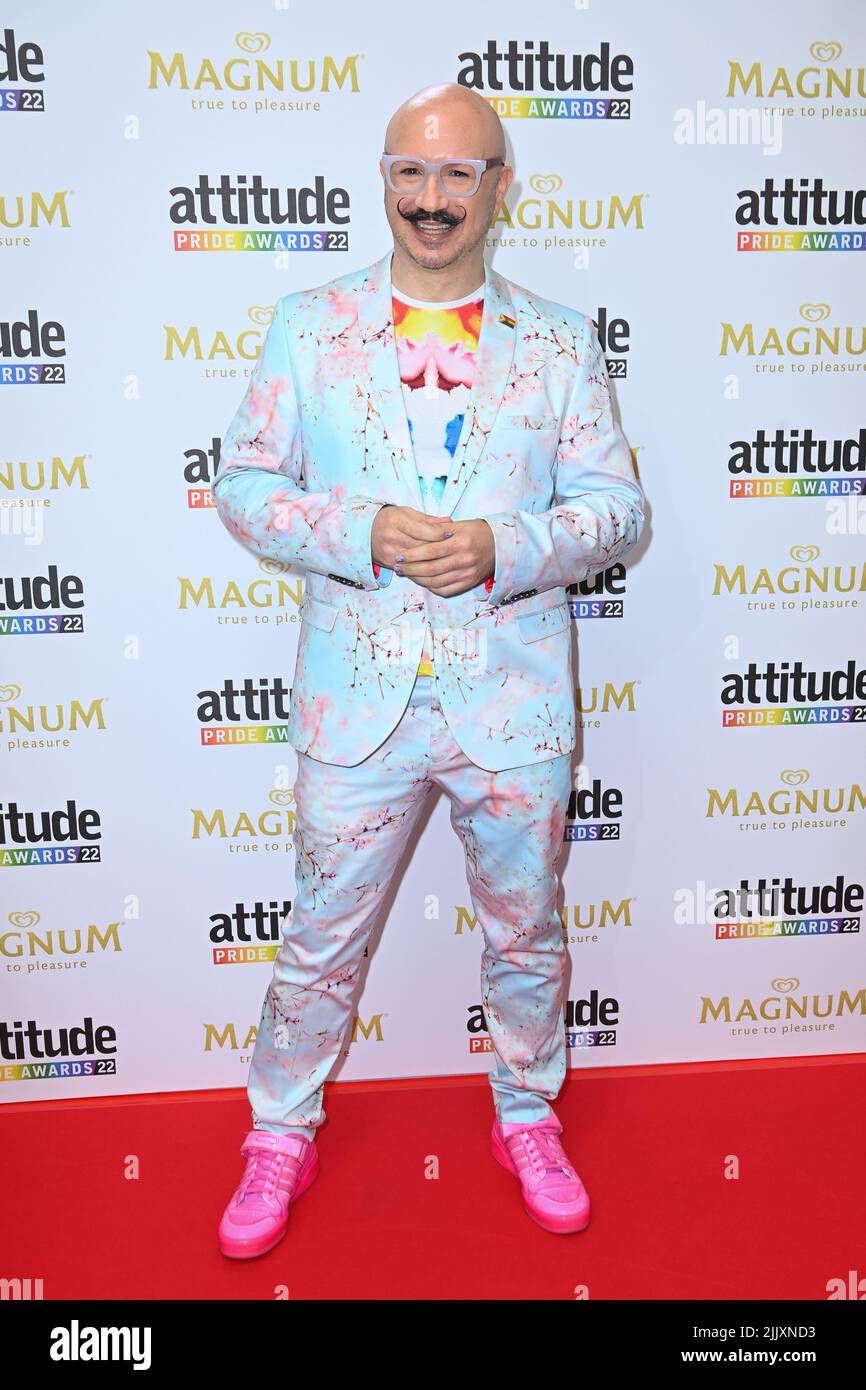 EDITORIAL USE ONLY Dominic Skinner arriving at The Attitude PRIDE ...