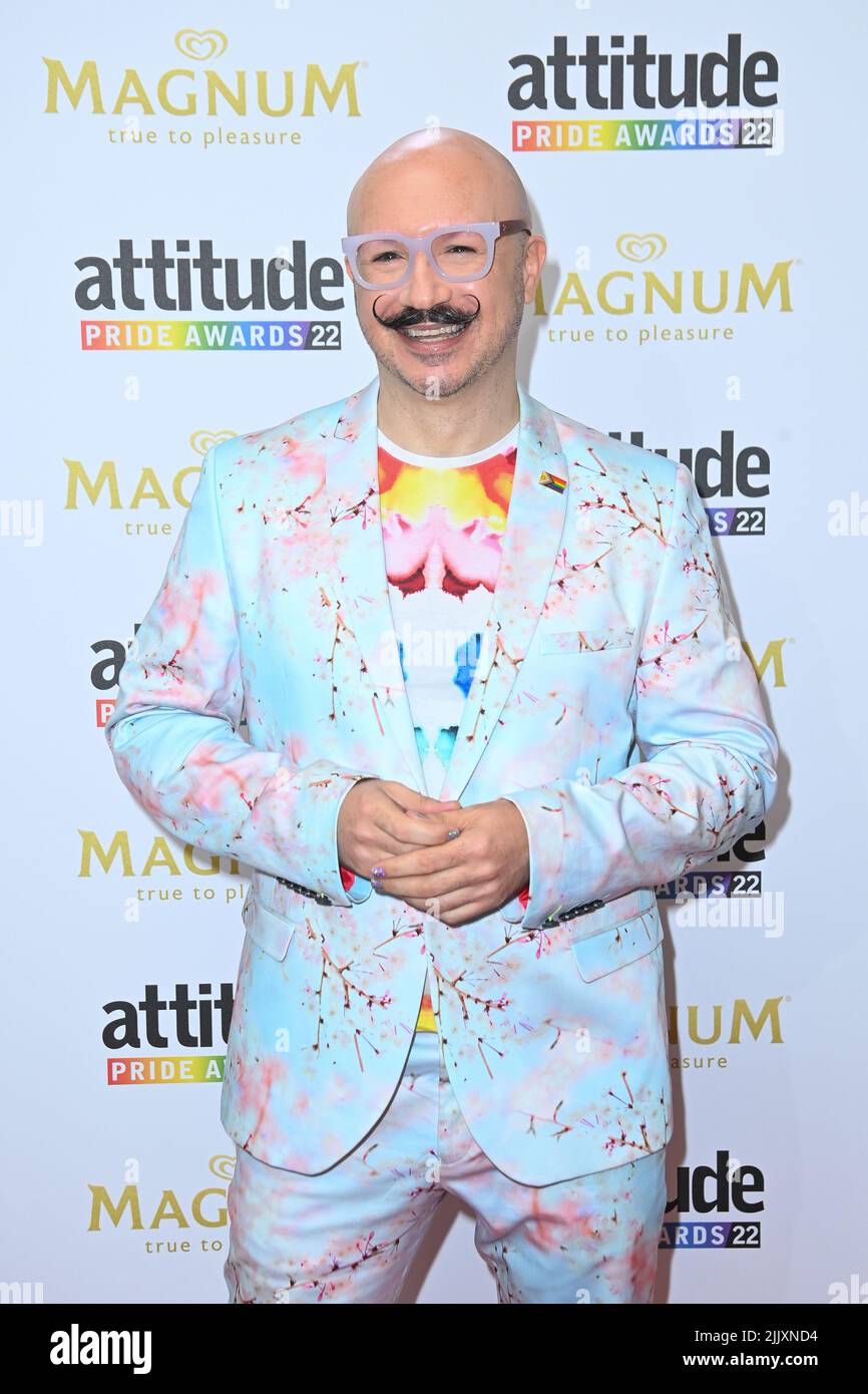 EDITORIAL USE ONLY Dominic Skinner arriving at The Attitude PRIDE ...