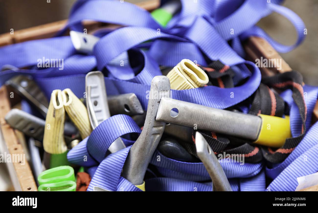 Detail of metal clips to hold and fix Stock Photo - Alamy