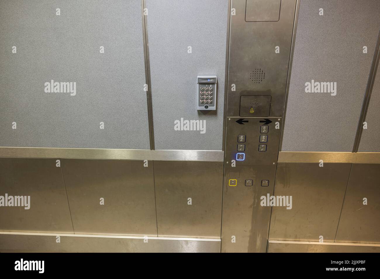 Close up interior view of modern elevator digital control panel Stock ...
