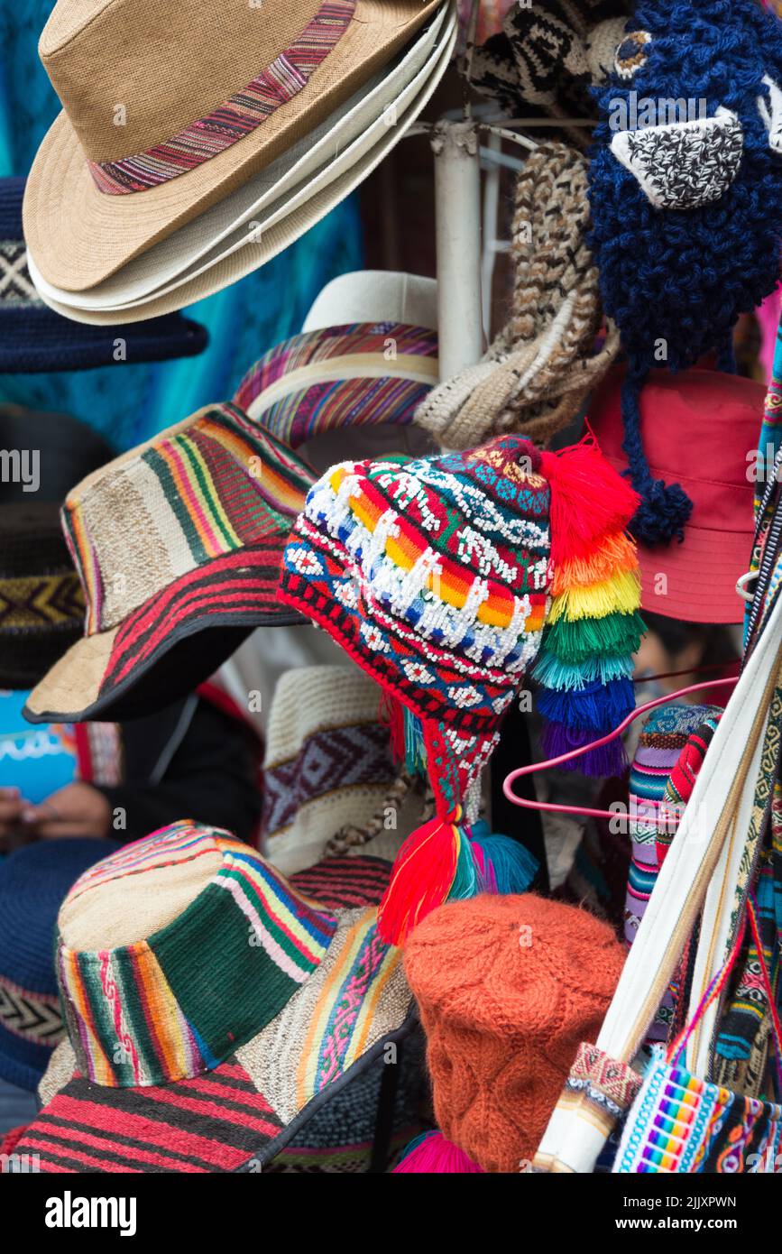 Traditional Peruvian Hats In A Shop In Cusco, Peru Stock Photo Image Of ...