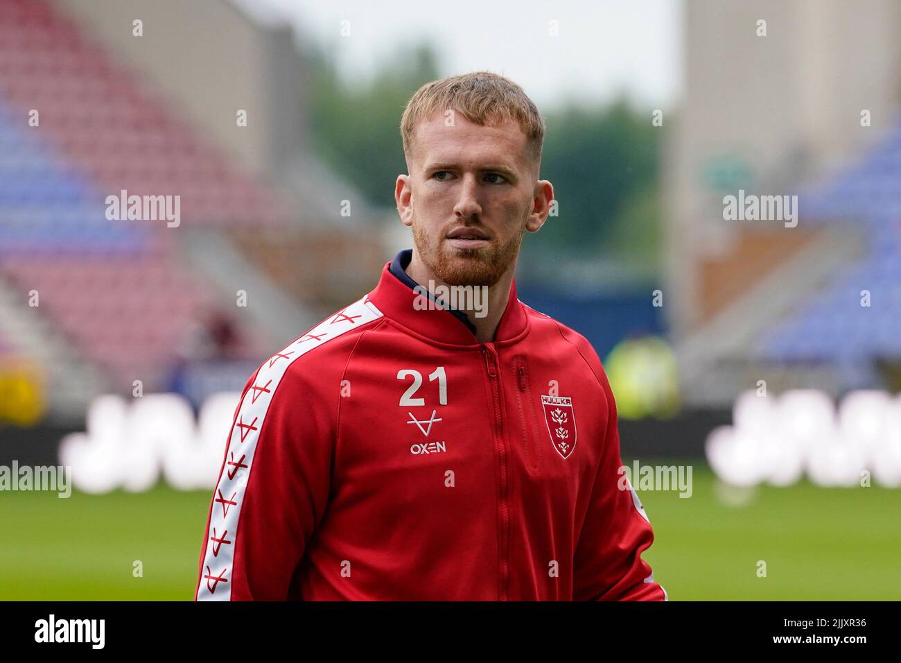Rowan Milnes #21 of Hull KR inspects the pitch before the match Stock ...