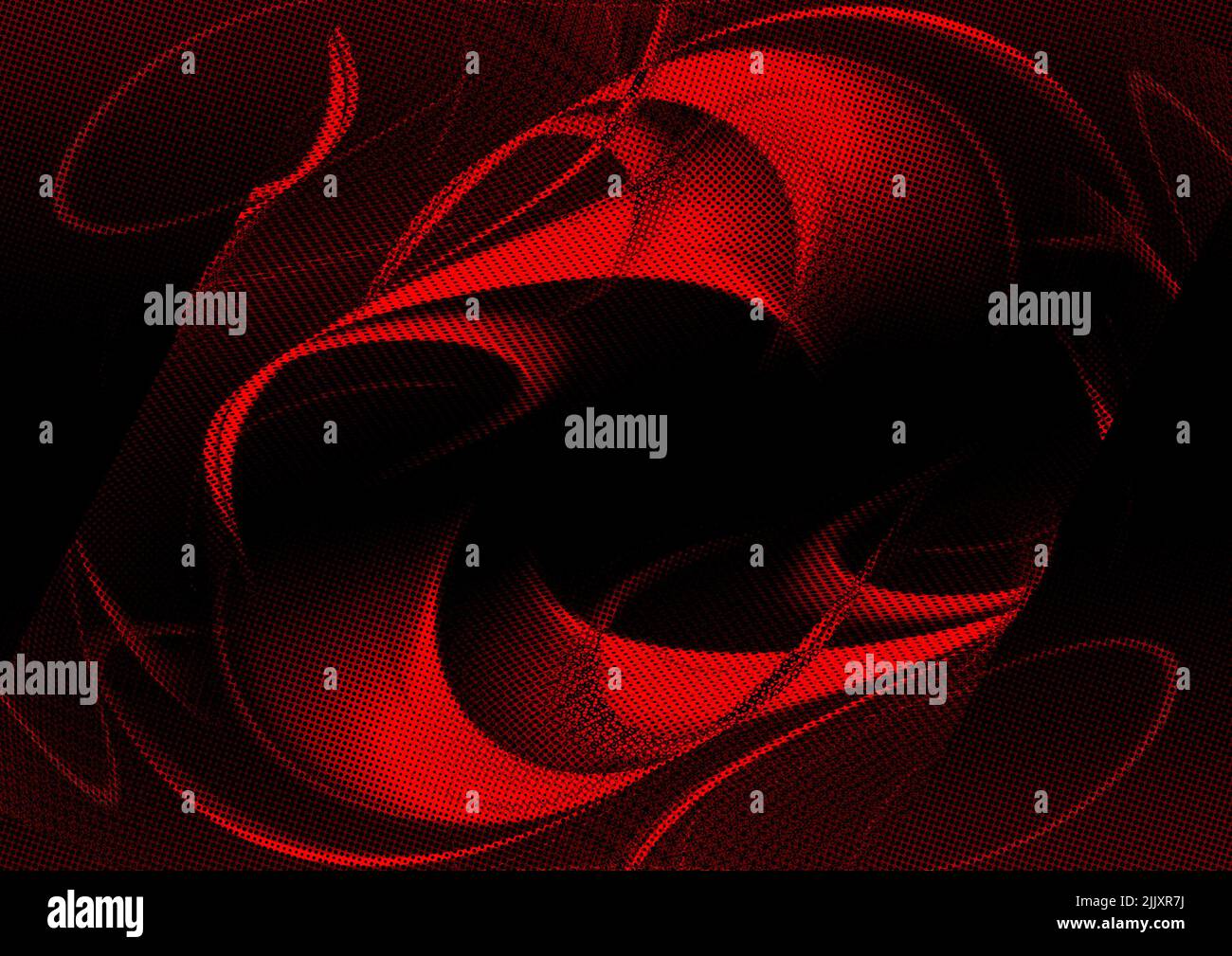 Abstract pattern of voluminous oval red curved shapes with stripes ...
