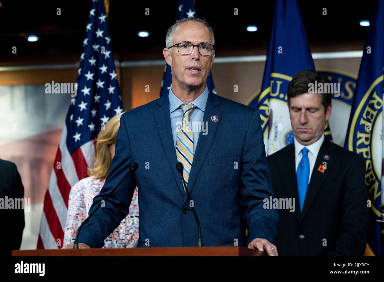 U.S. Representative Jared Huffman (D-CA) speaking at a press conference ...