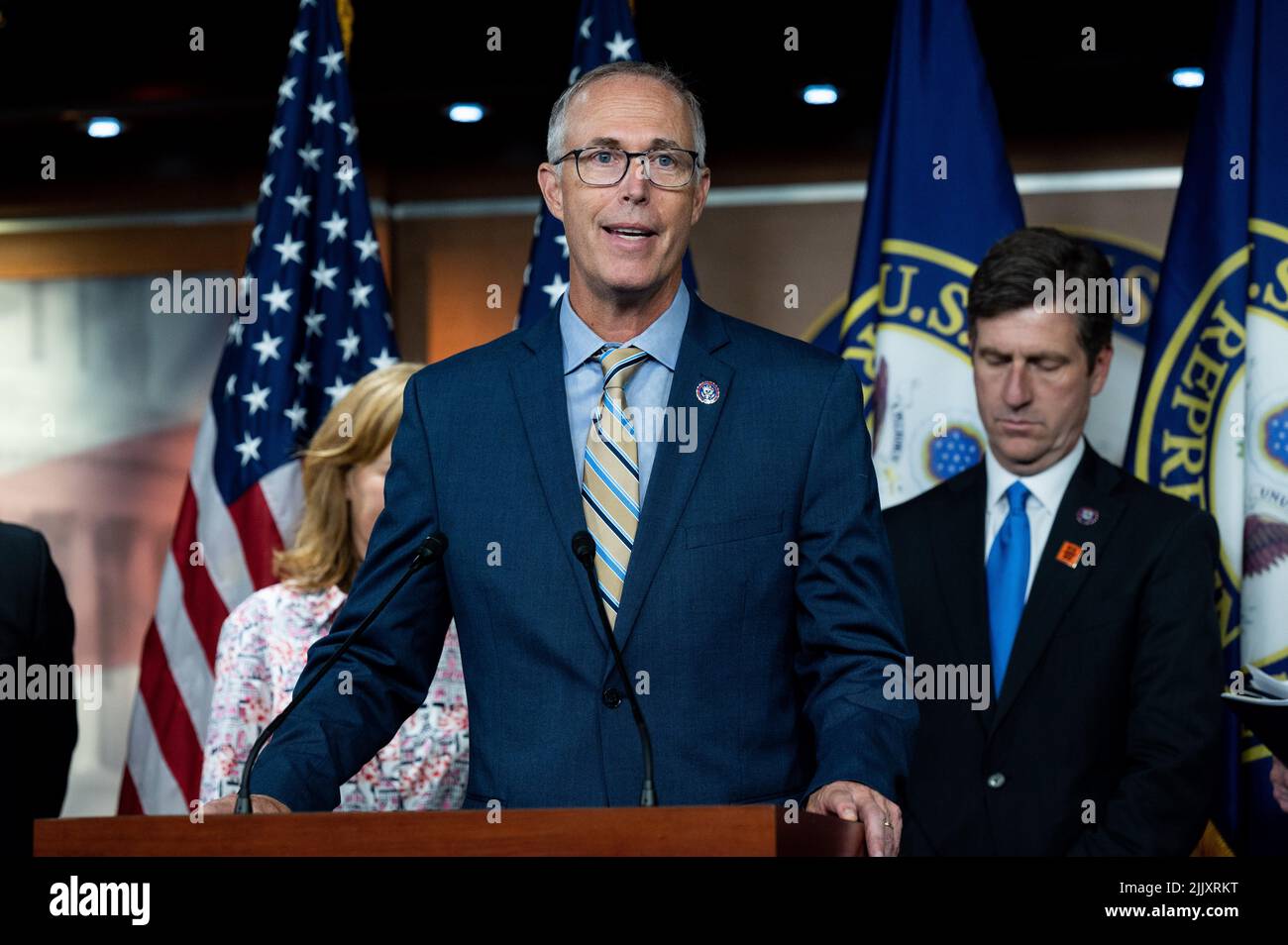 U.S. Representative Jared Huffman (D-CA) speaking at a press conference ...
