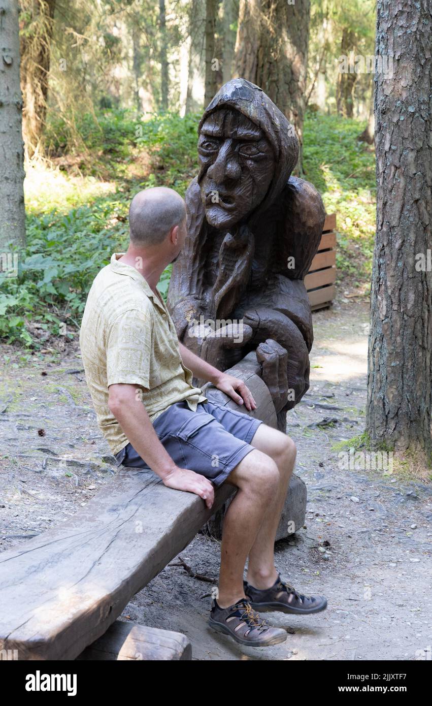 Lithuania tourist; the Hill of Witches outdoor Sculpture Gallery, of c ...