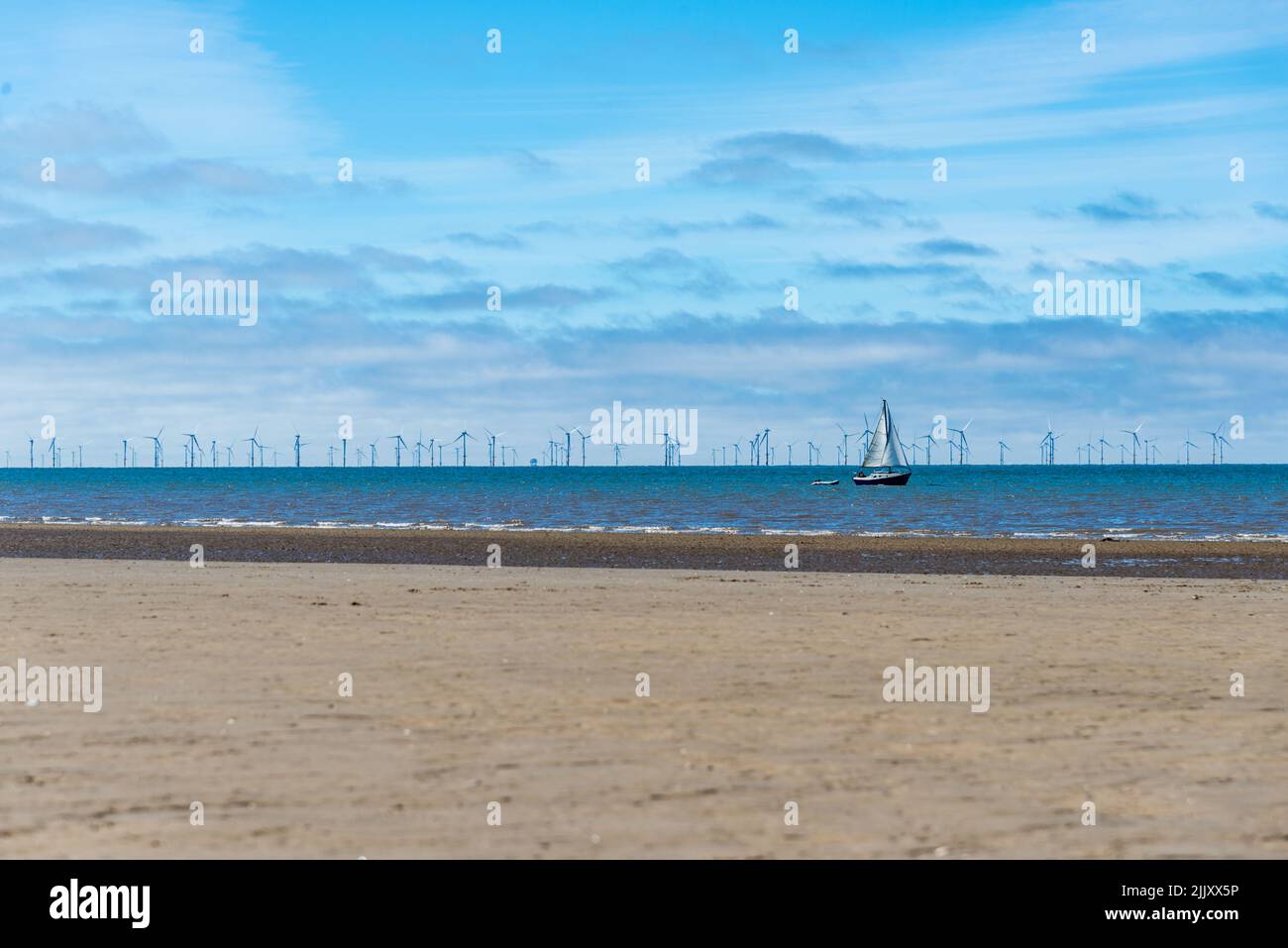 View of irish sea at Talacre beach in Wales 2022 Stock Photo - Alamy
