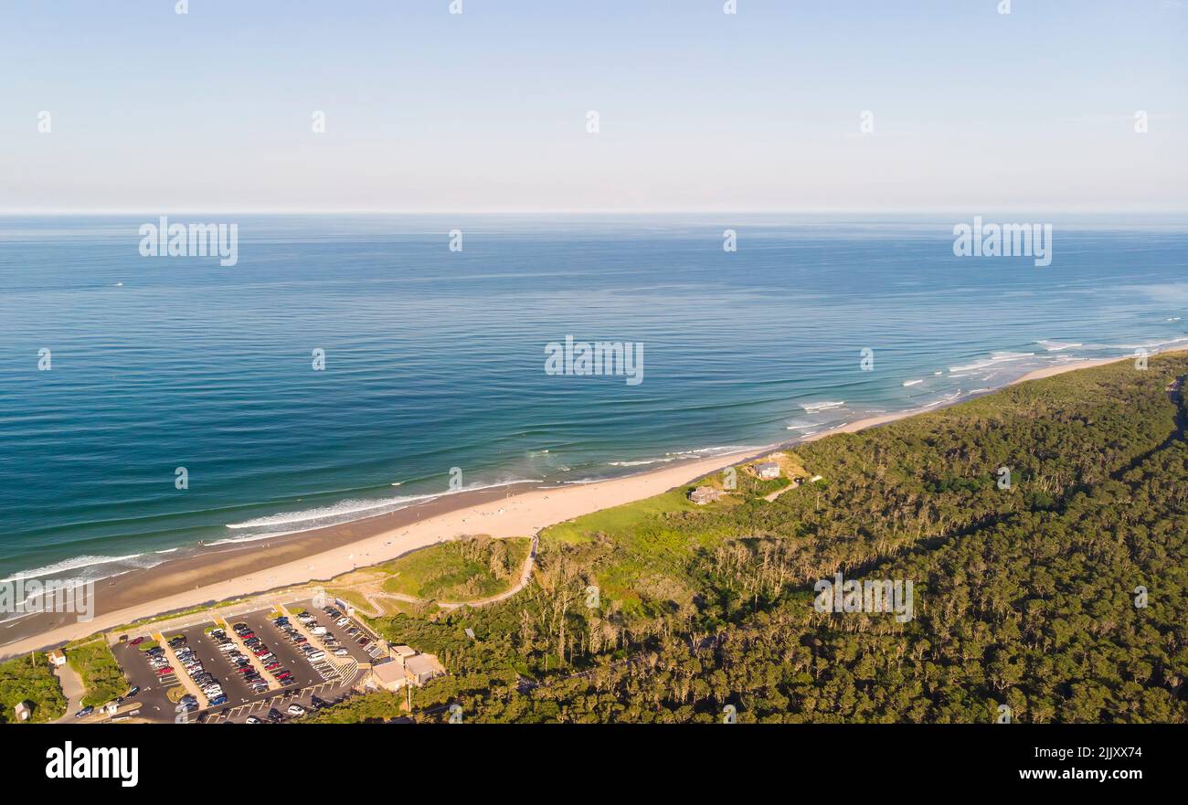 Nauset Beach with Nauset Light, aerial view Stock Photo - Alamy