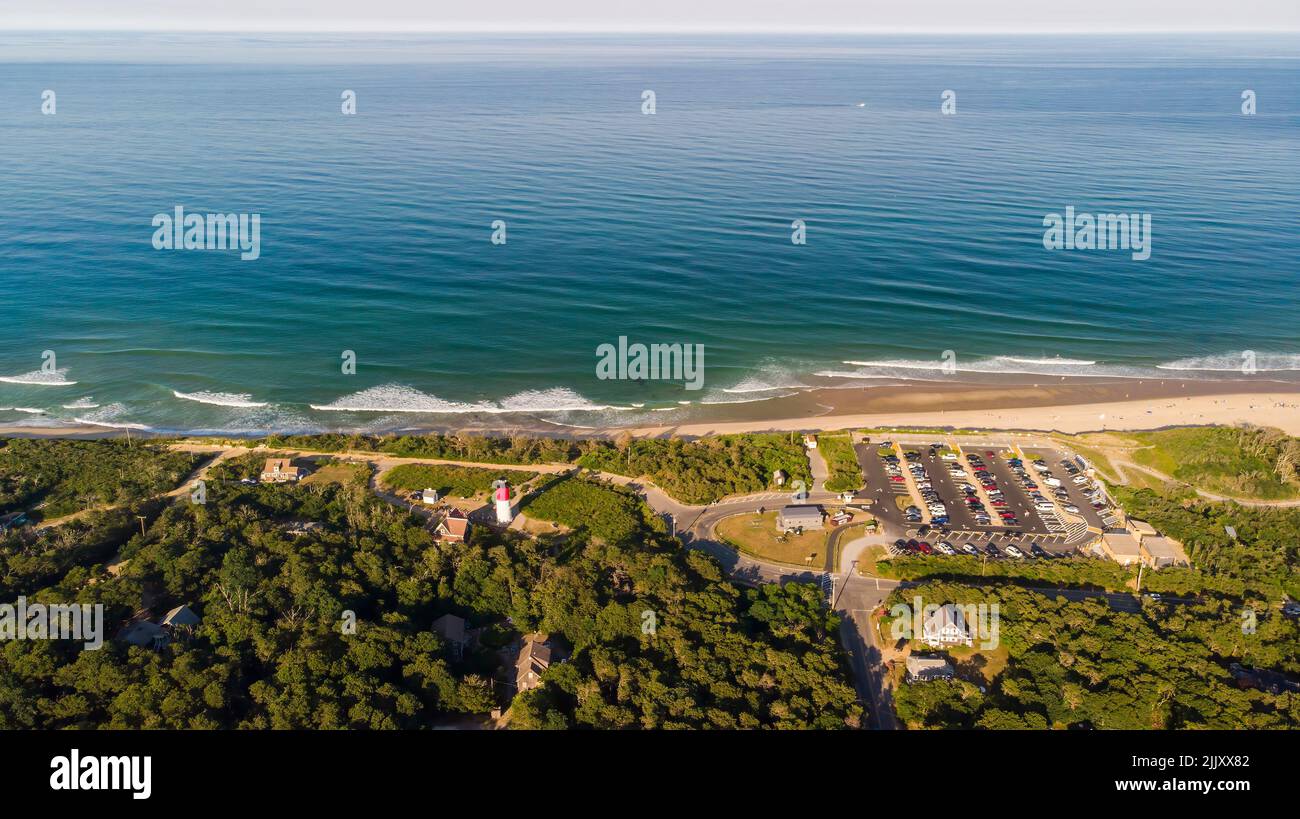 Nauset Beach with Nauset Light, aerial view Stock Photo - Alamy