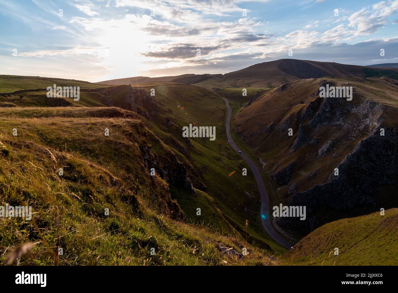 Winnats Pass in National Park Peak District in England before sunset ...