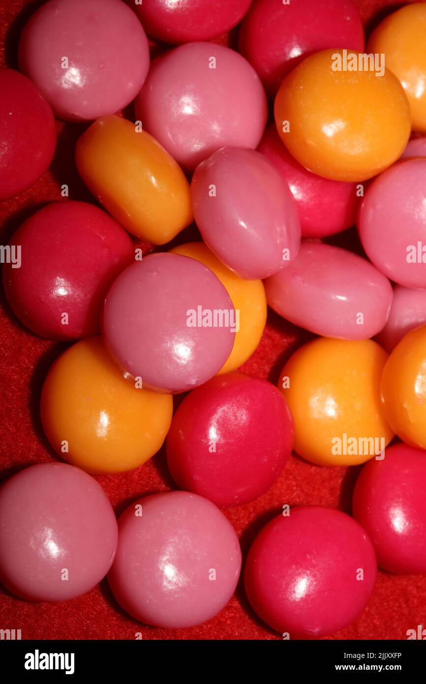 Colorful round kinder bubble gums close up background big size high ...