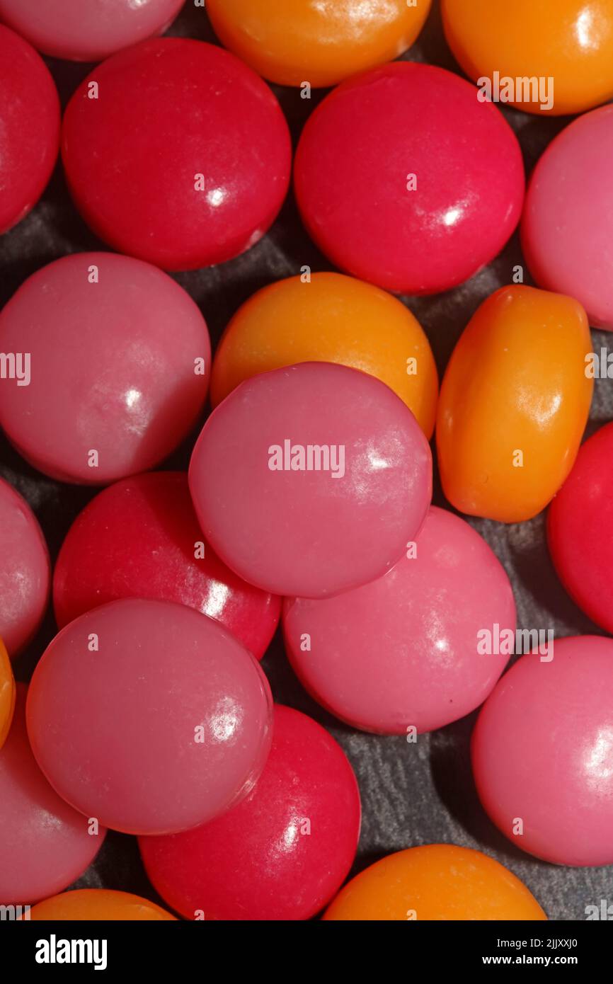 Colorful round kinder bubble gums close up background big size high ...
