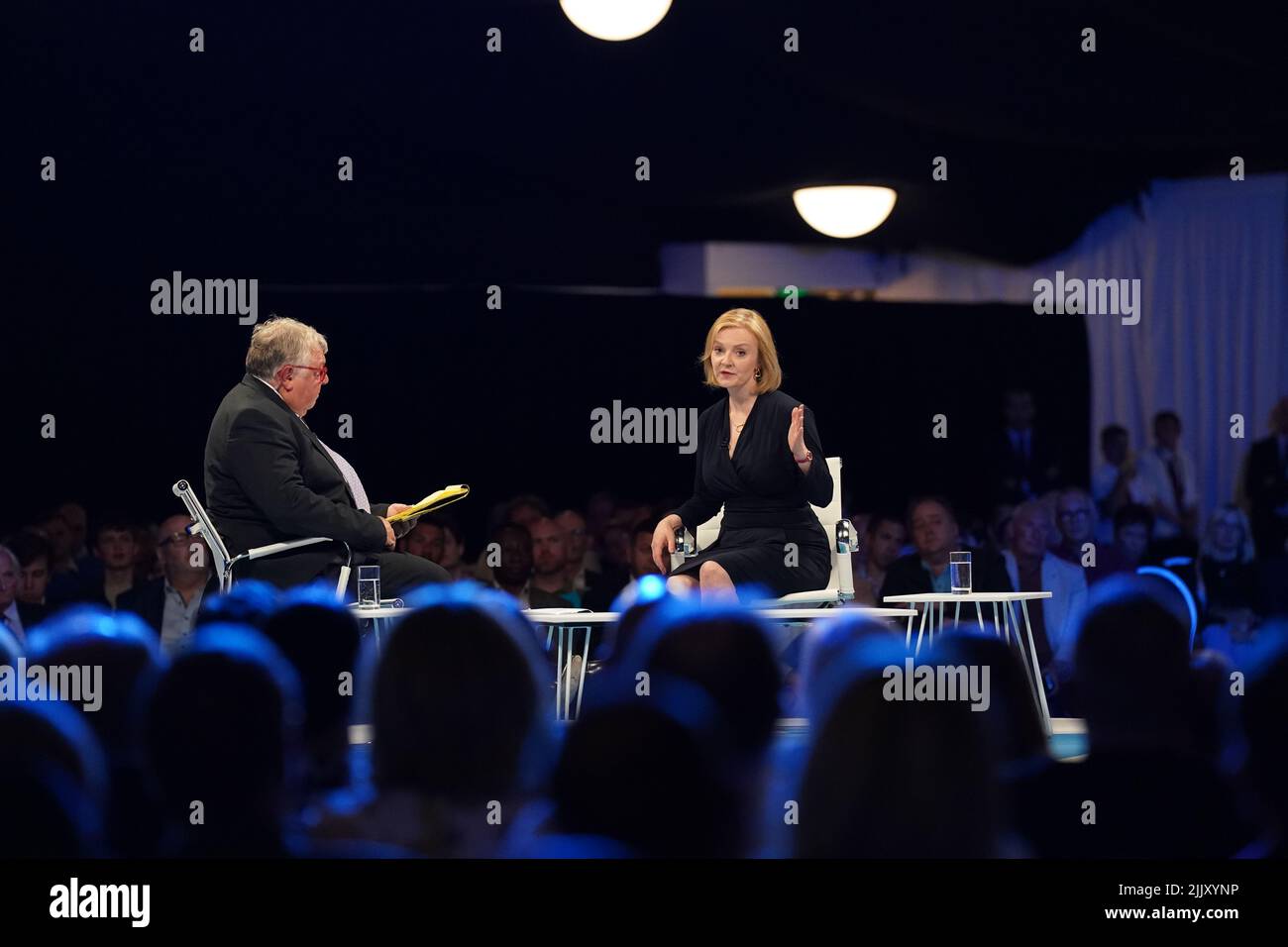 Host Nick Ferrari (left) speaking with Conservative leadership ...