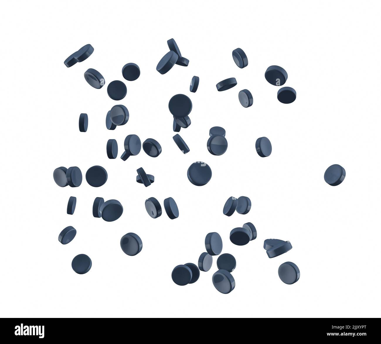 the Grey Black plastic polymer granules isolated on a white background ...