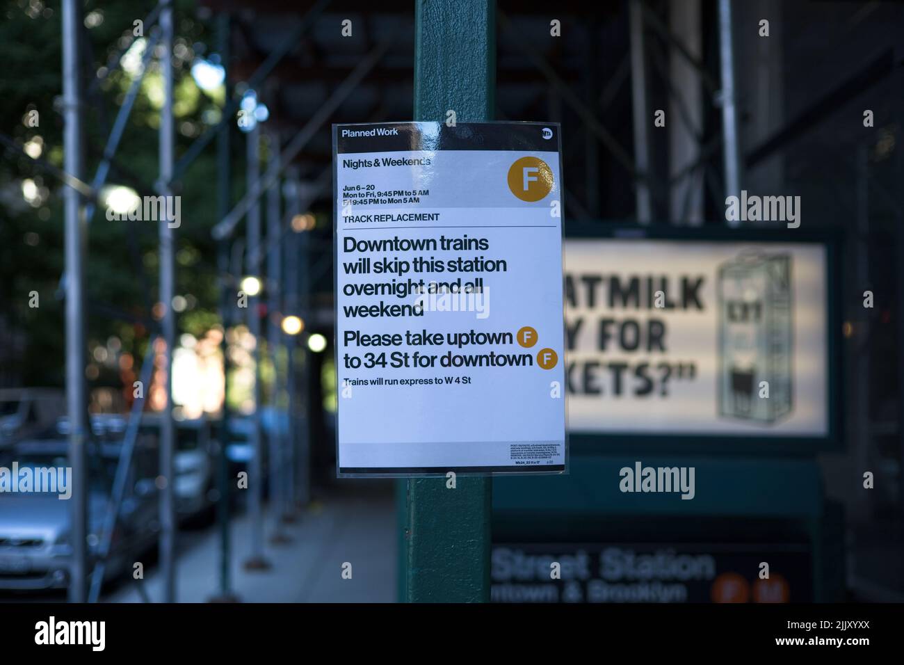 New York, NY, USA - July 27, 2022: A notice often posted at the ...