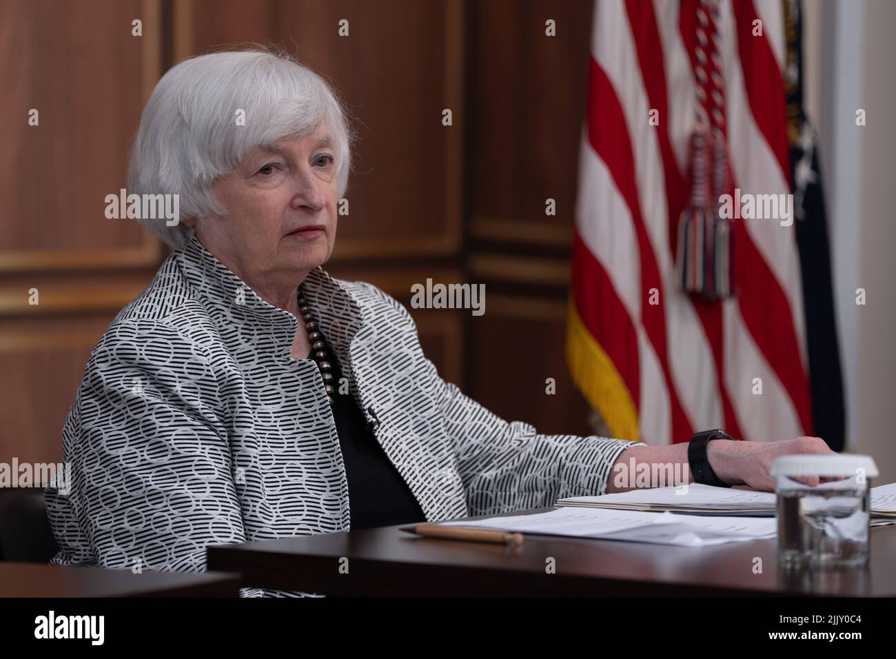 United States Treasury Secretary Janet Yellin participates in a meeting ...