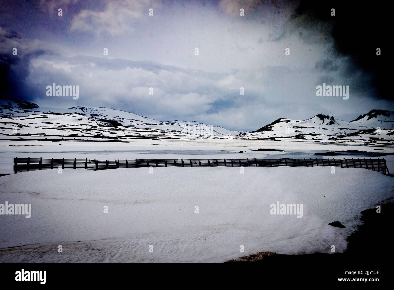 Snow Fence Along the Oslo to Bergen rail line Stock Photo - Alamy