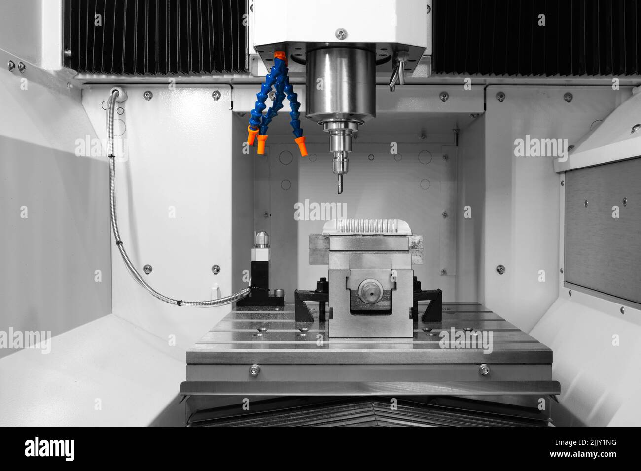 industrial metalworking cutting process by milling cutter Stock Photo ...