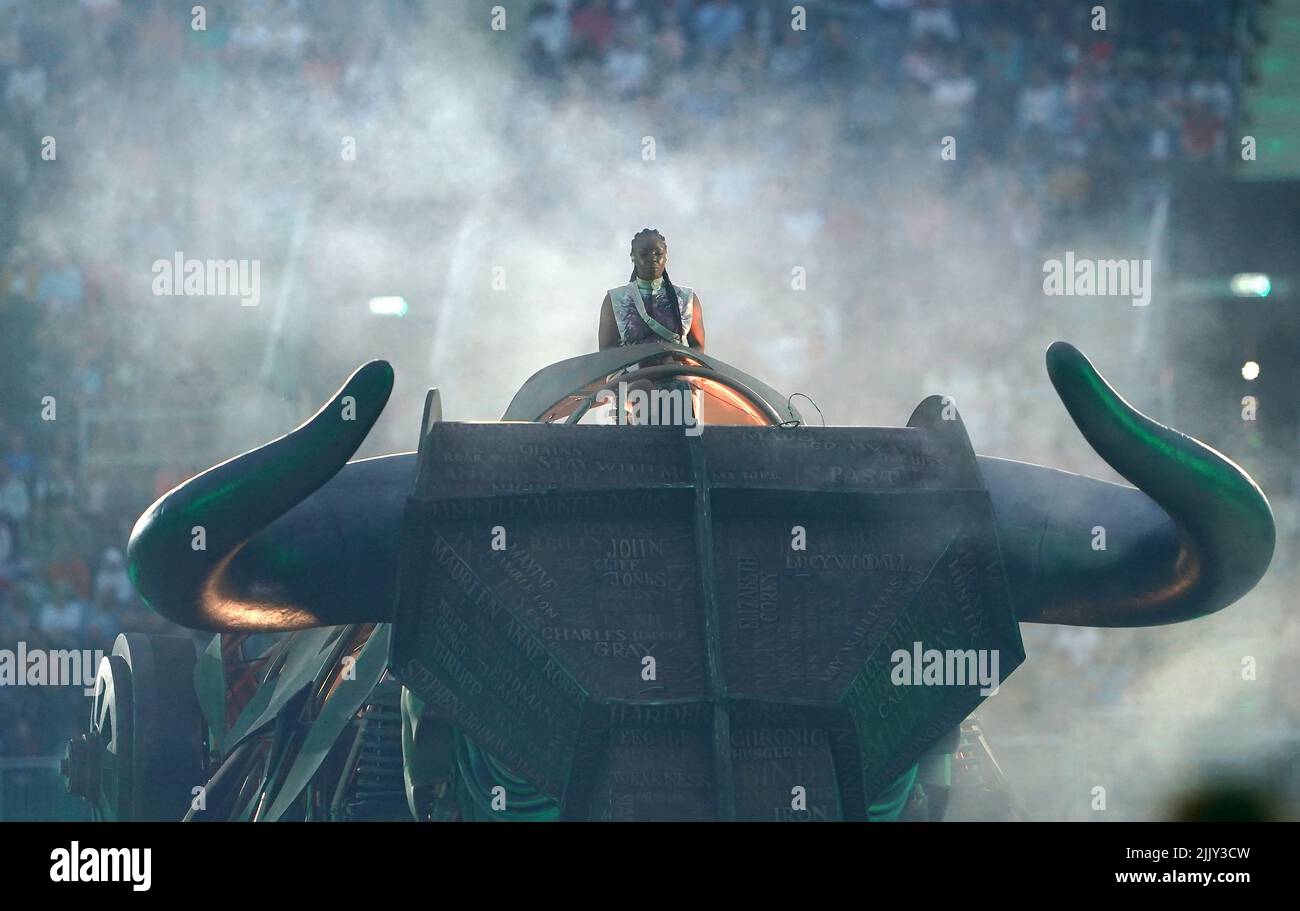The Women appears on top of The Raging Bull during the opening ceremony ...