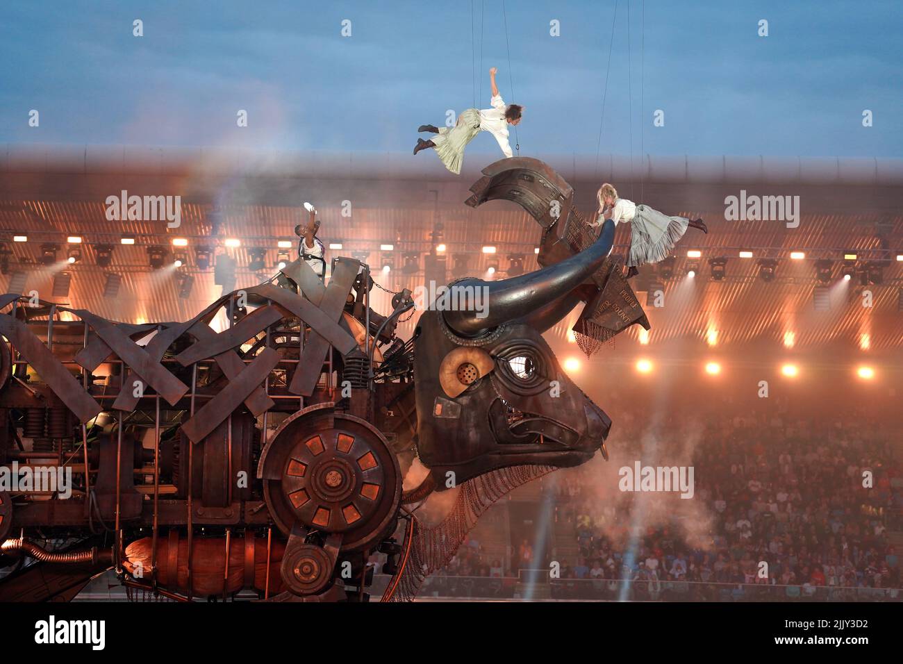 The Women appears on top of The Raging Bull during the opening ceremony ...