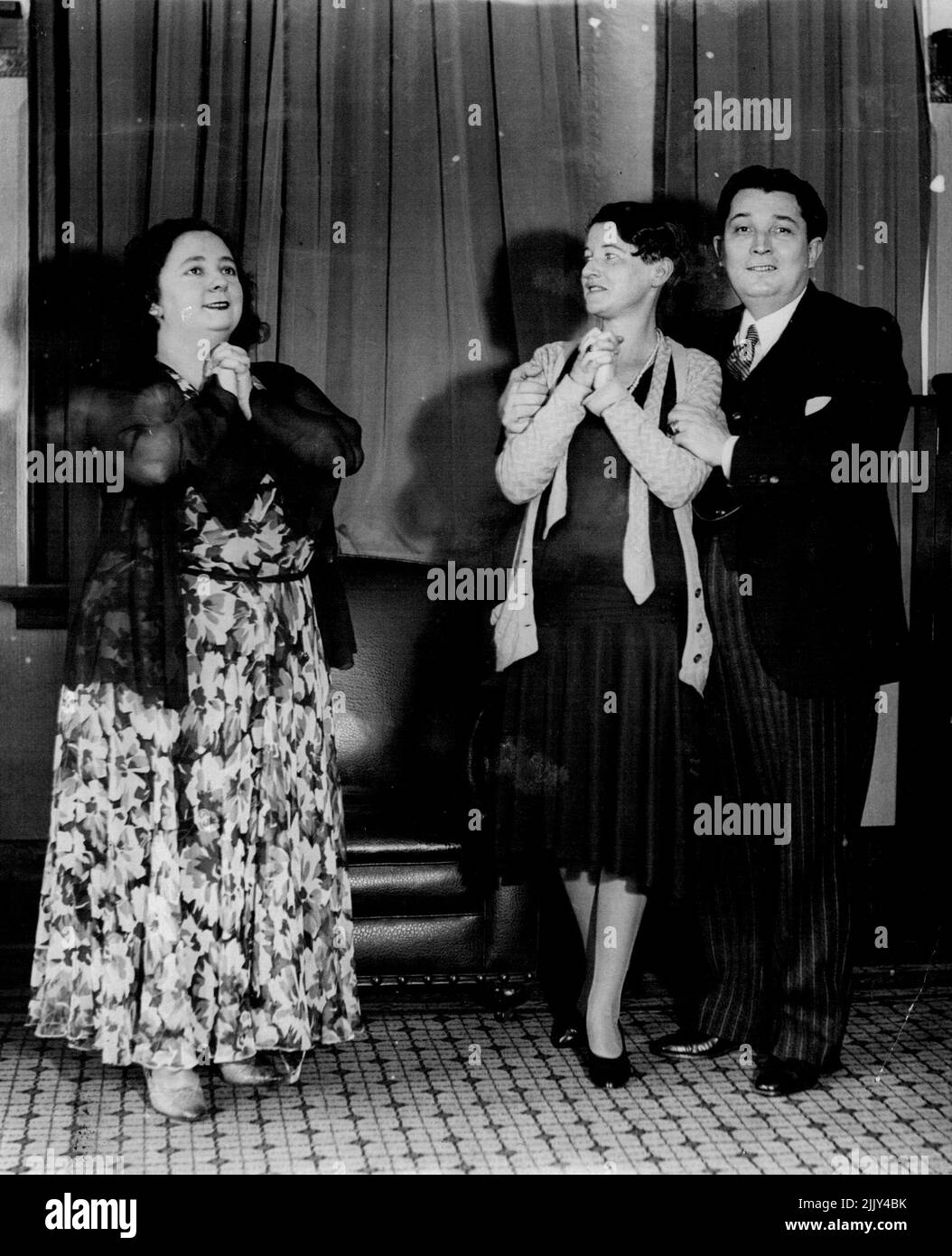 Left: Madame Paliughi (left) heard Miss Nora Hill (Gilda) and Primo ...