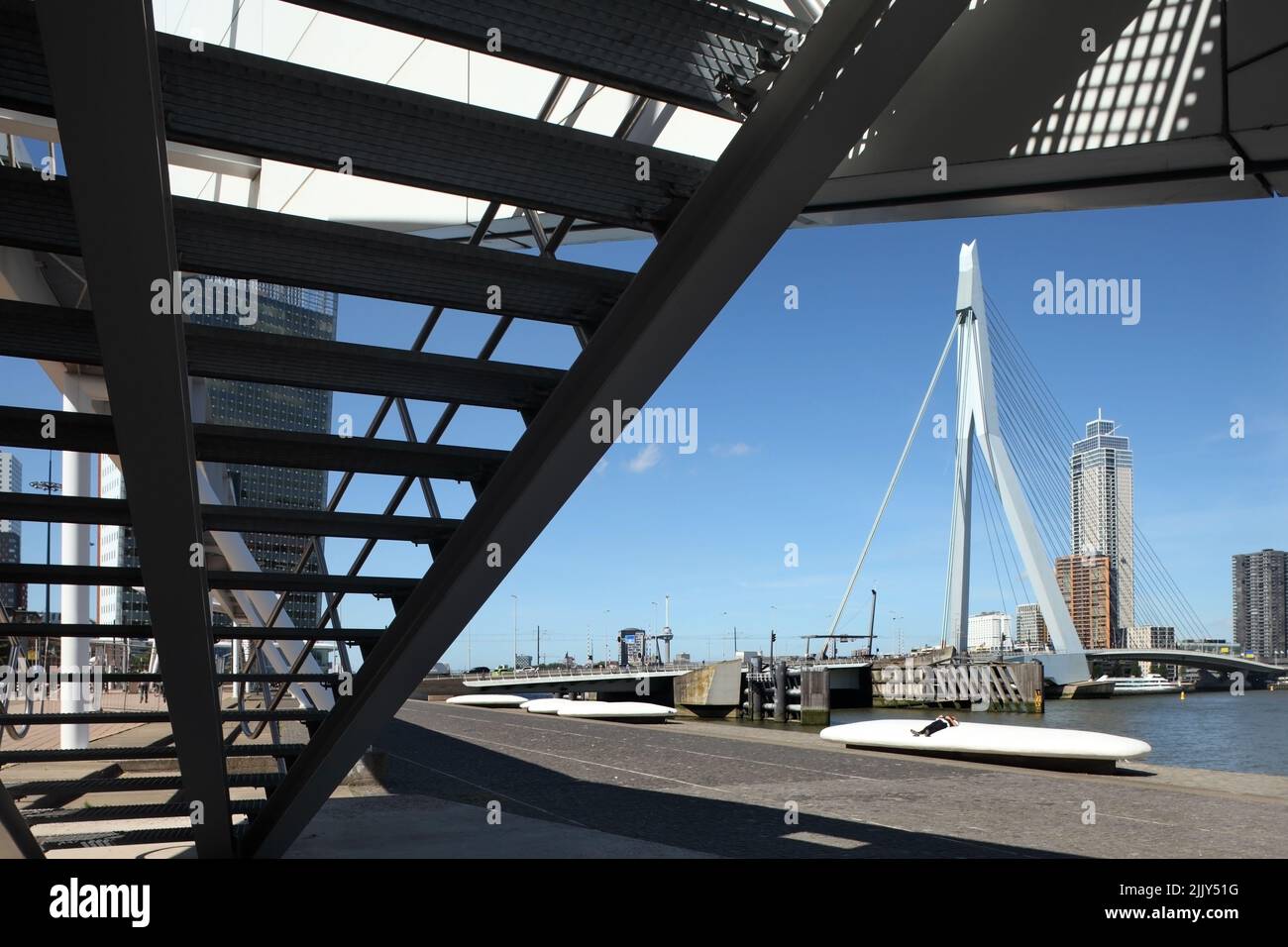 The Erasmusbrug or Erasmus Bridge (1996) and de Zalmhaven, Rotterdam ...