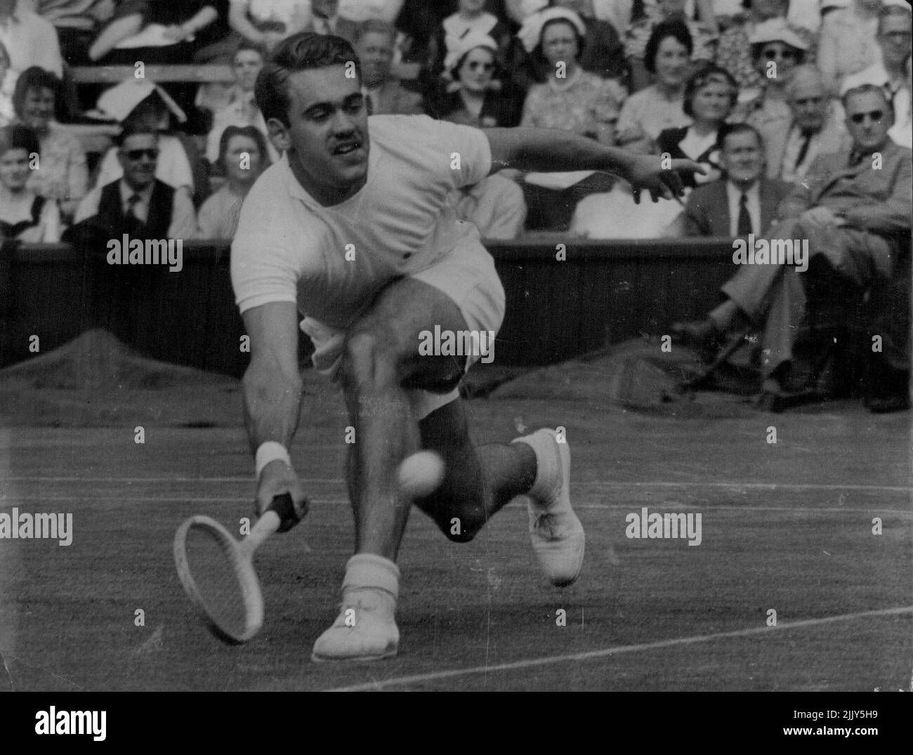 The Wimbledon Championships -- K. Nielsen (Denmark) in play against M ...