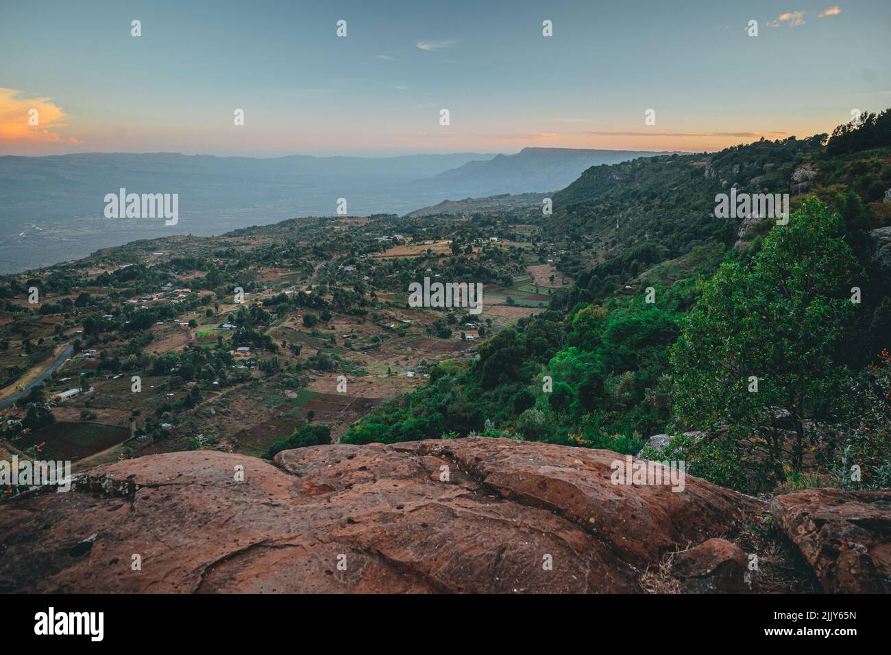 Great Rift Valley, view on scenery from Iten in Kenya. Place where are ...