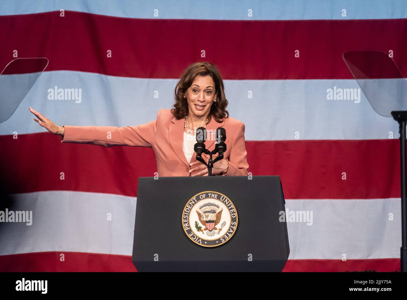 U.S. Vice President Kamala Harris delivers remarks at the Billie ...