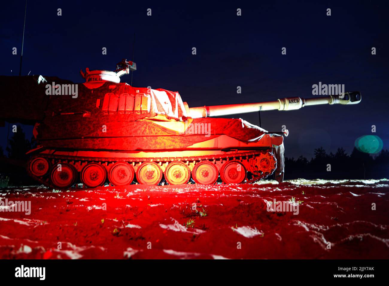 A U.S. Army M109 Paladin howitzer assigned to Alpha Battery, 3rd ...