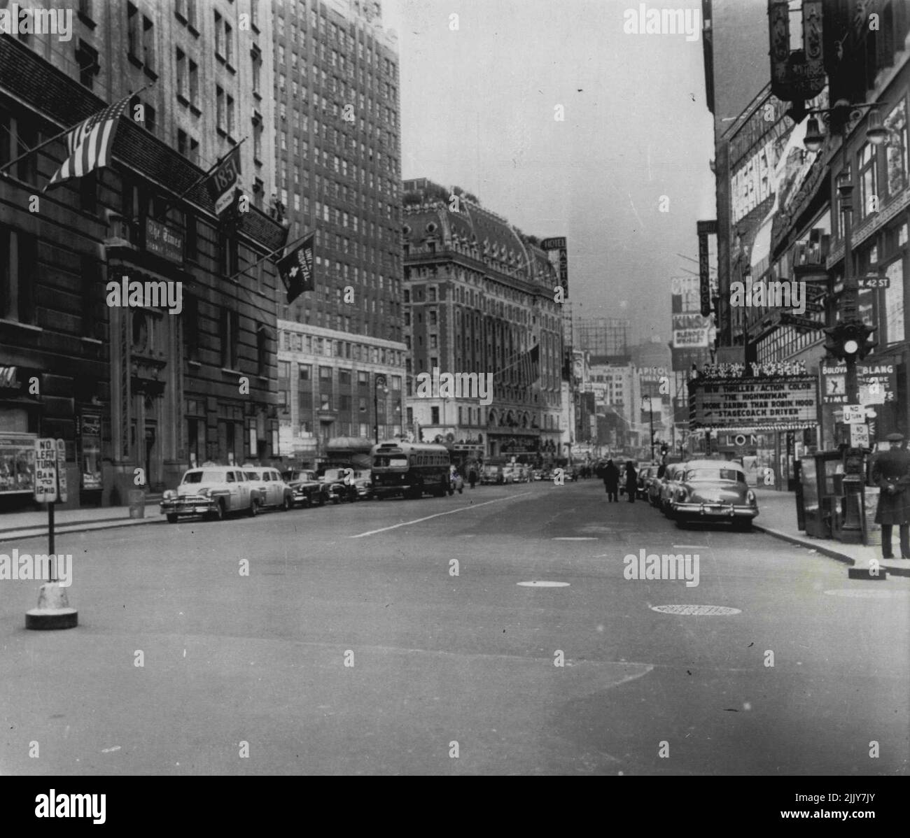 Deserted Times Square -- Times Square, "Crossroads of the World," is ...