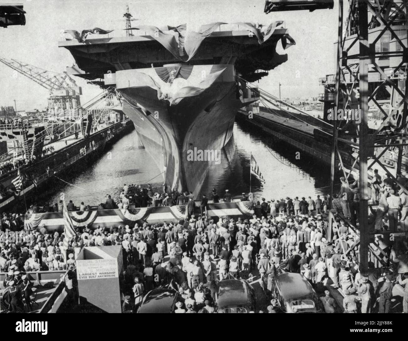 Aircraft Carrier Midway Launched -- Newport News, VA., - The World's ...