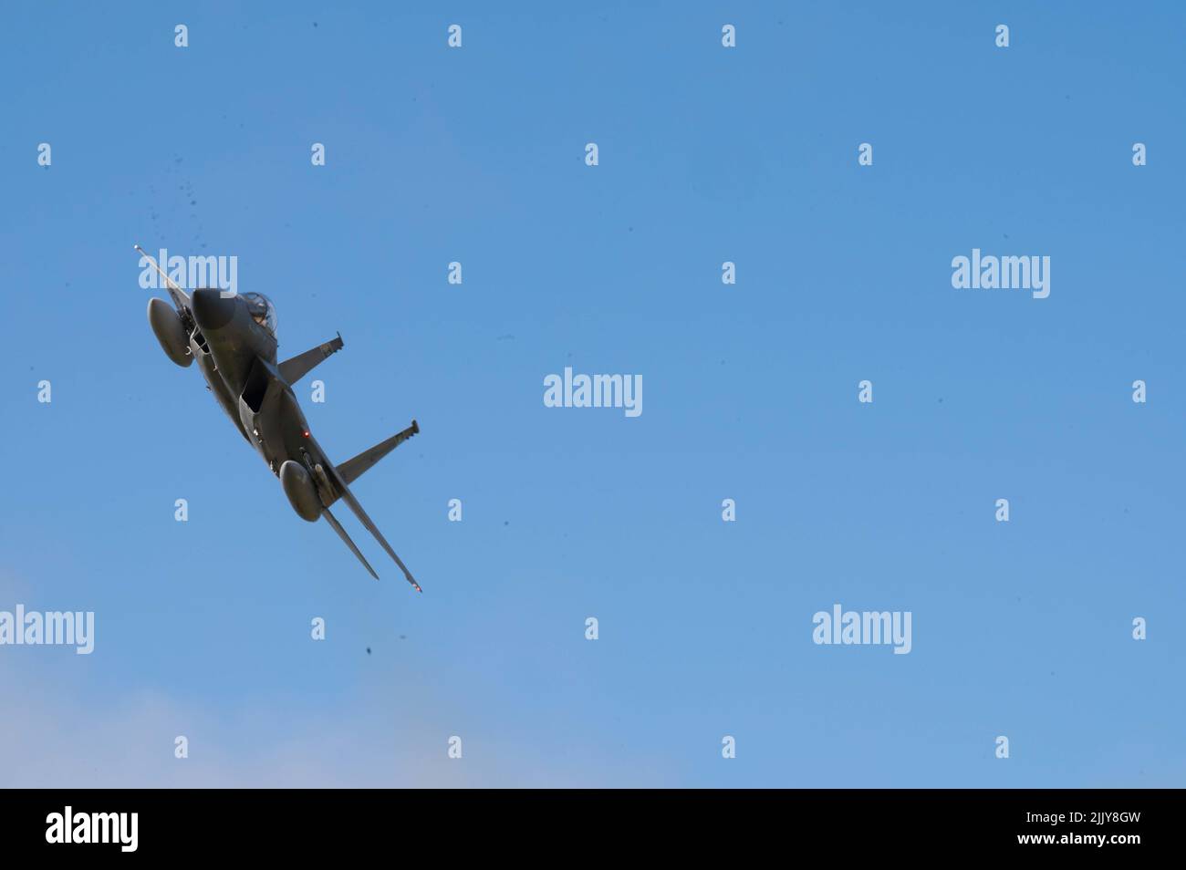 An F-15C eagle fighter jet conducts a strafe run at the Pine Castle ...