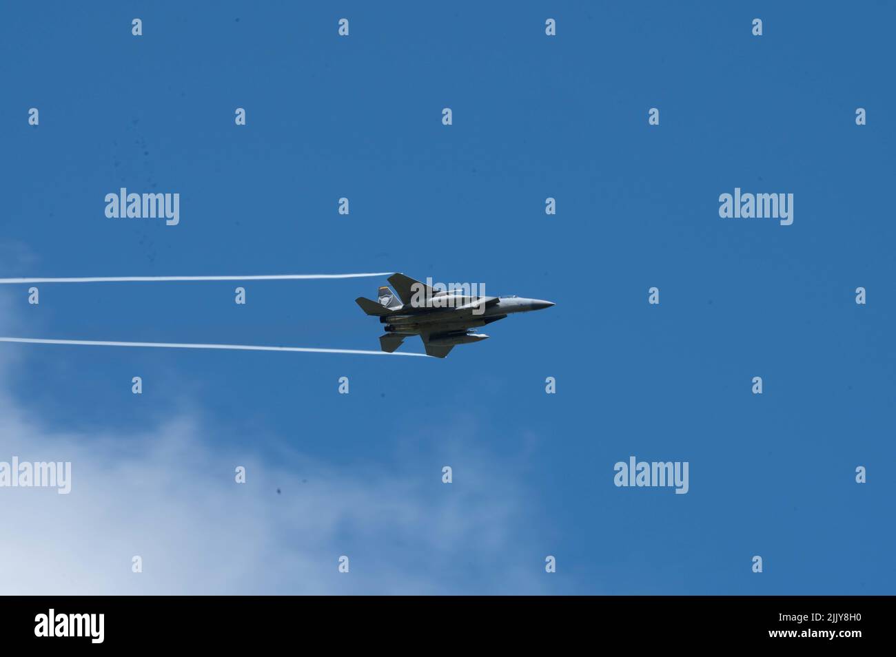 An F-15C eagle fighter jet conducts a strafe run at the Pine Castle ...