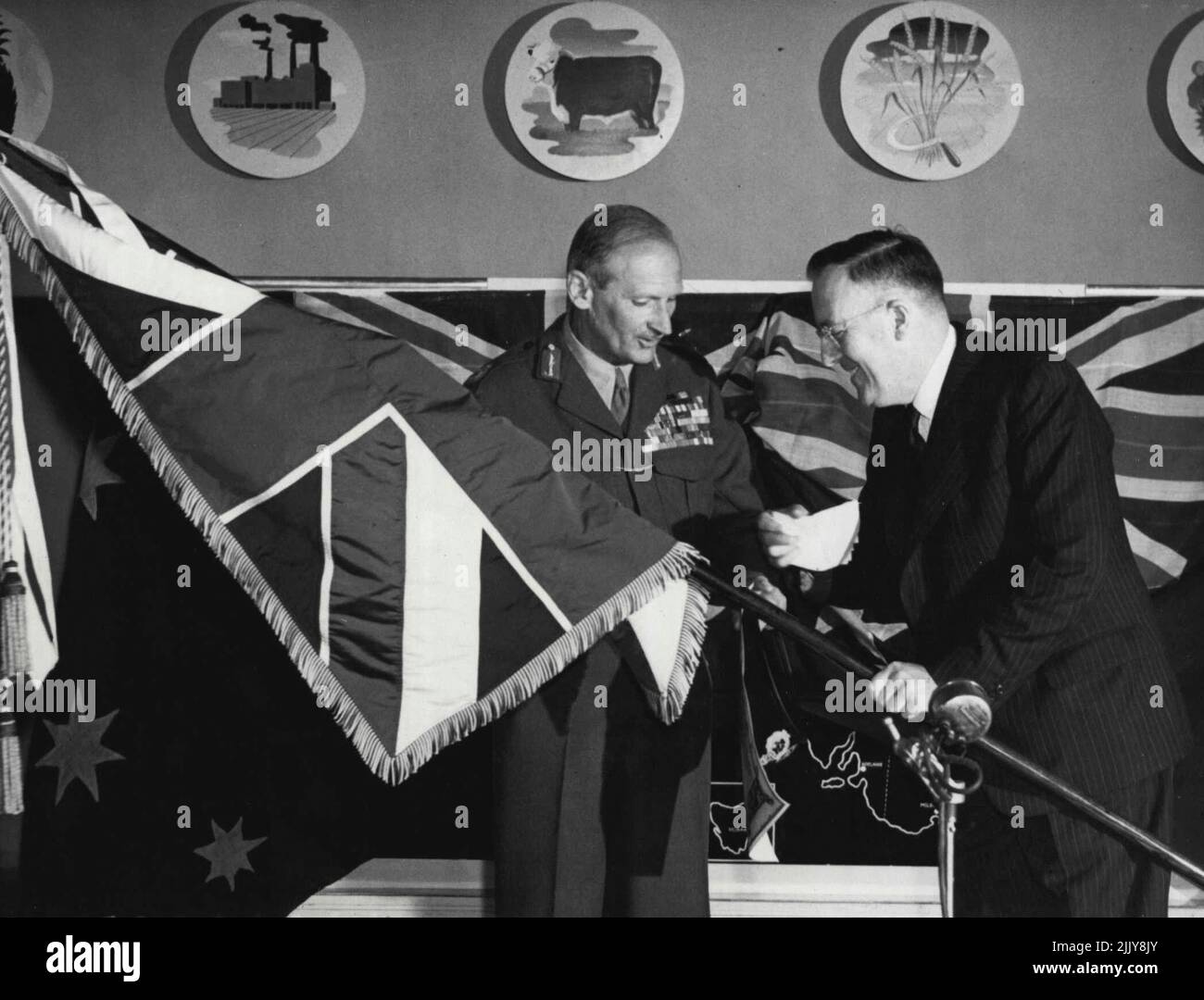 Field Marshal Viscount Montgomery seen receiving the flag ***** Beasley ...