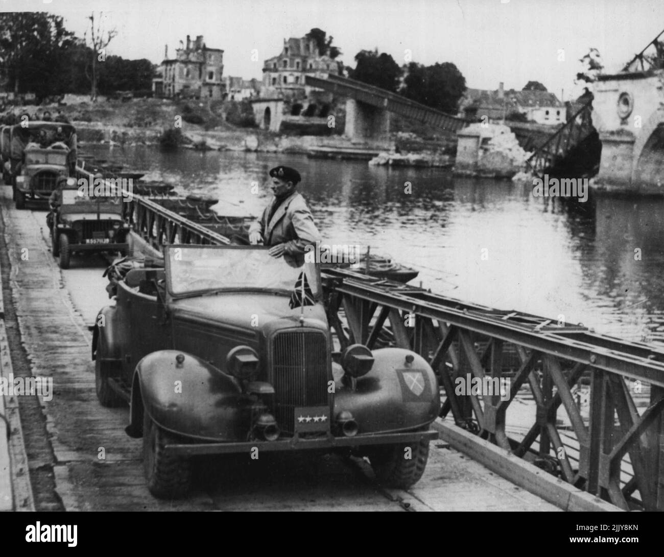Crossing the Seine at Vernon by a pontoon bridge. September 1, 1944 ...