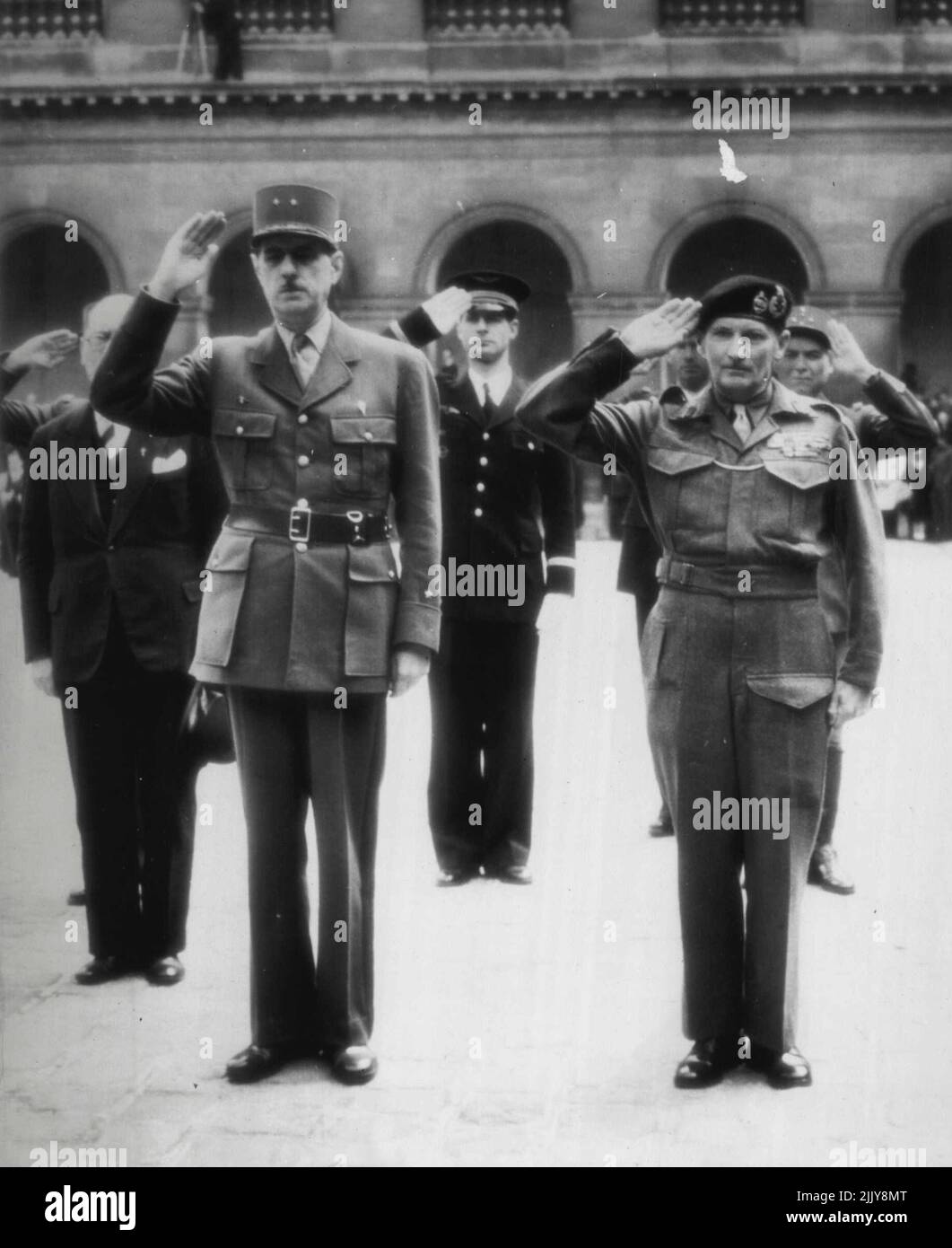 Montgomery Is Decorated By France -- General Charles De Gaulle (Left ...