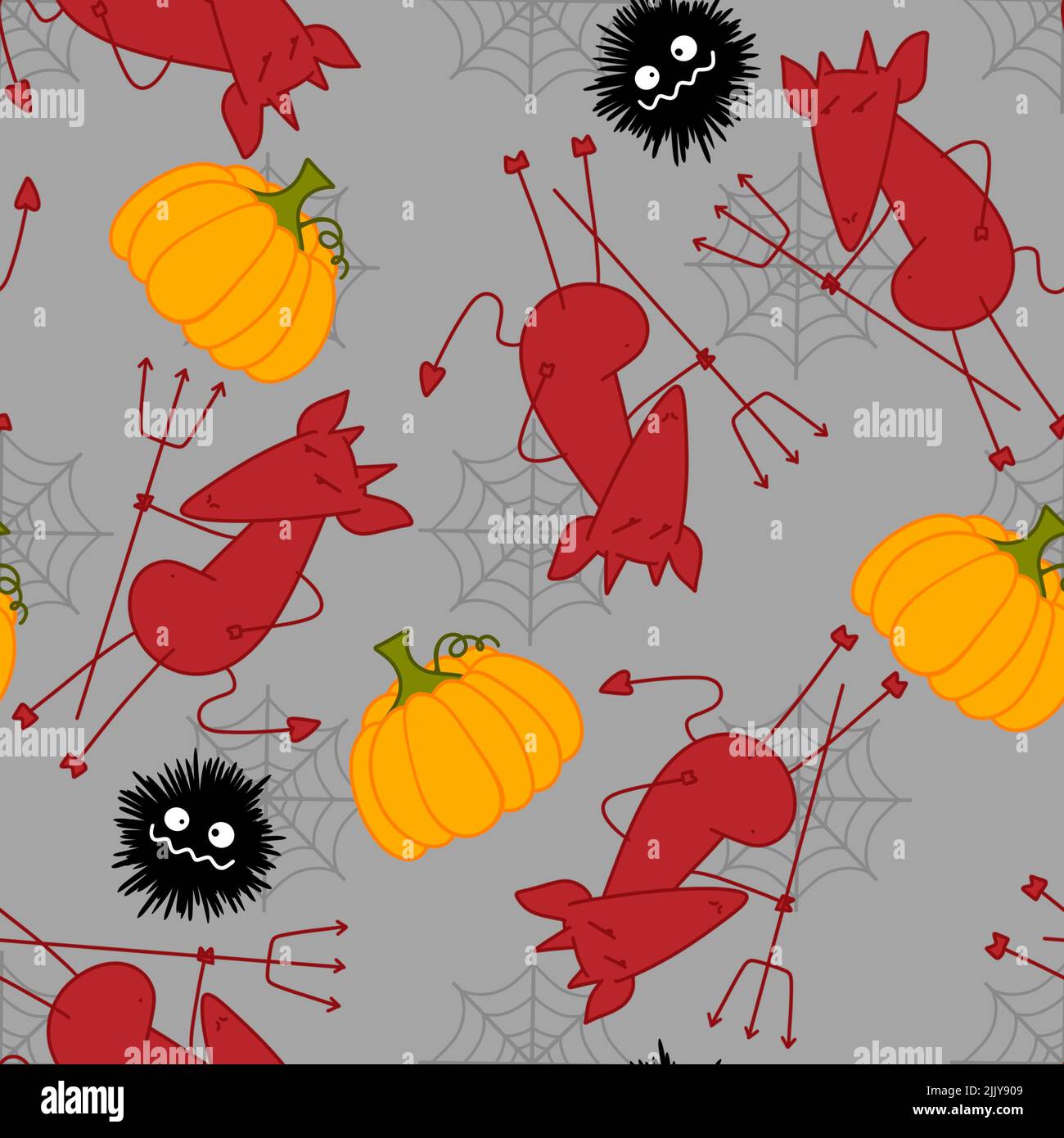 Halloween seamless cartoon evil devil pattern for wrapping paper and ...