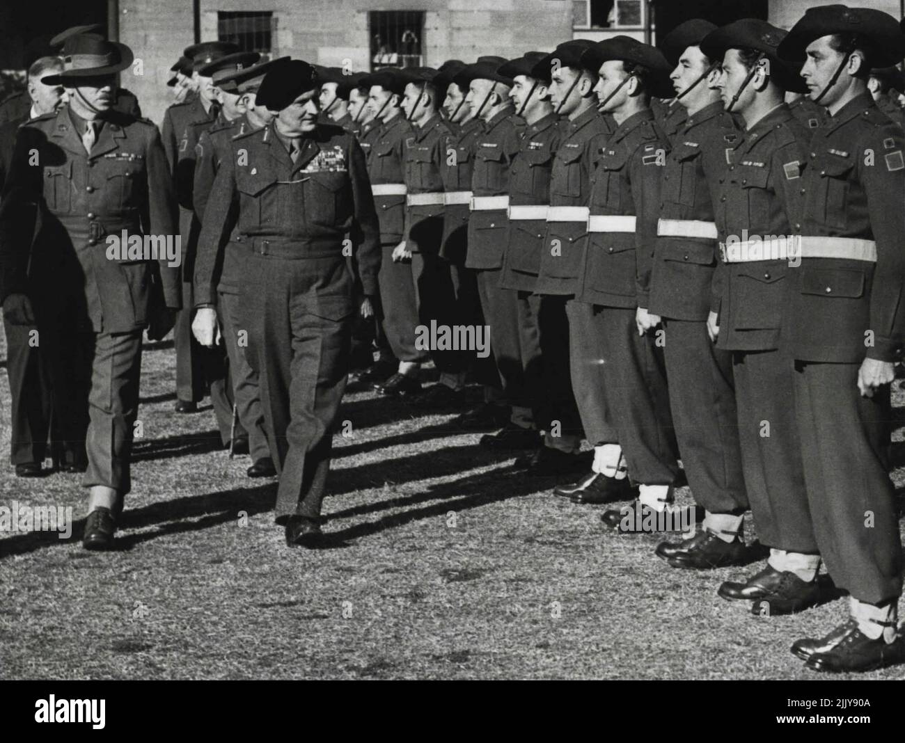 Monty inspecting troops at Victoria Barracks. July 16, 1947 Stock Photo ...