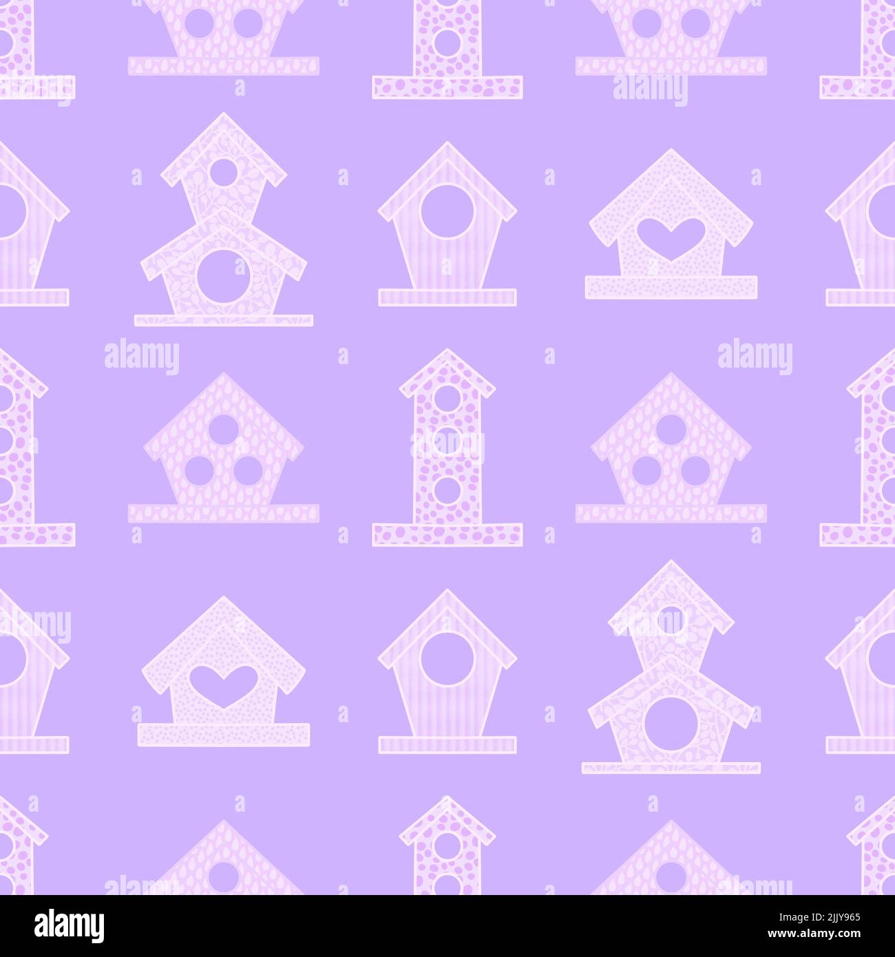 Cartoon geometric seamless birdhouse pattern for wrapping paper and ...