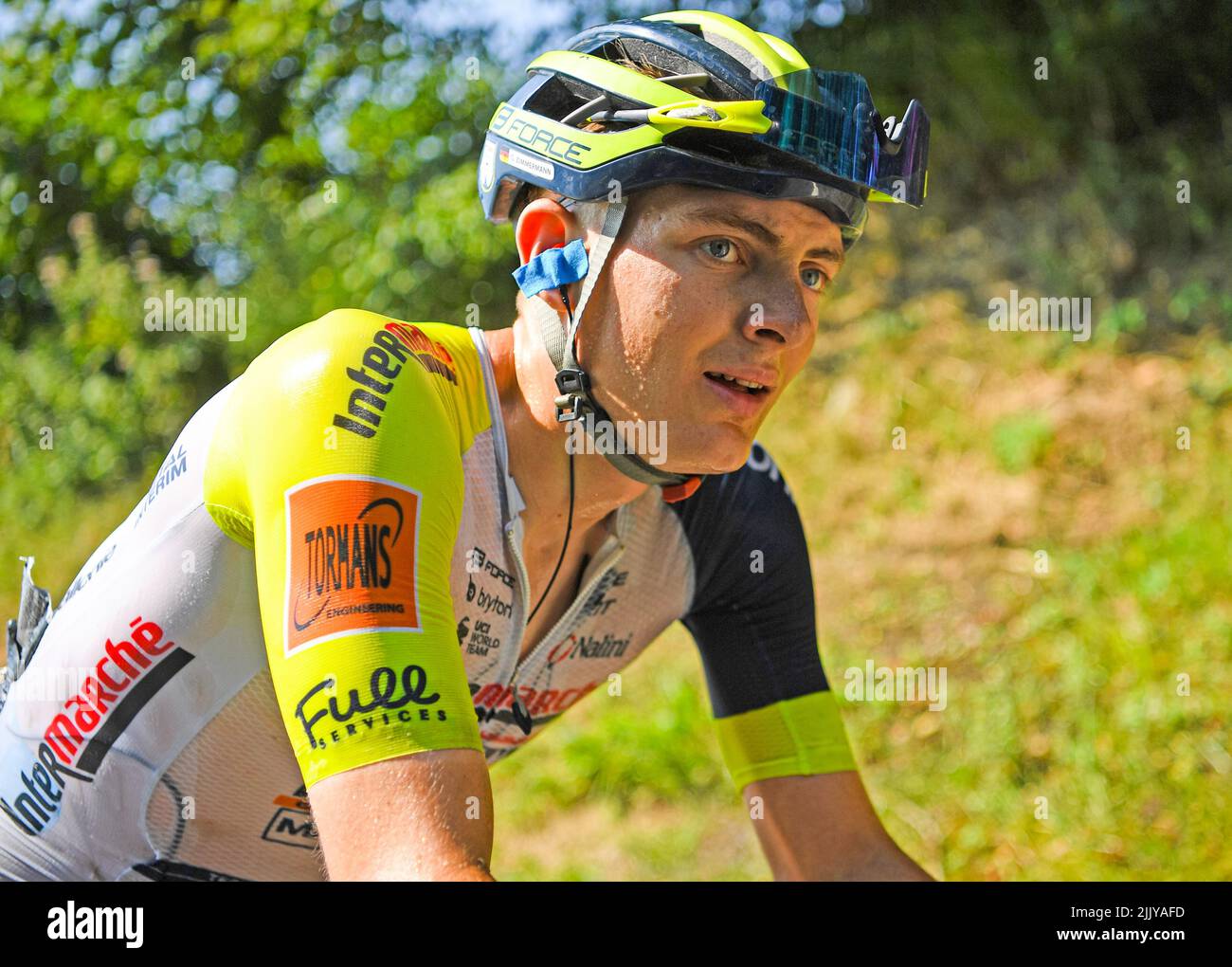 German rider Georg Zimmermann (Intermarché-Wandy) climbing the Col de l ...