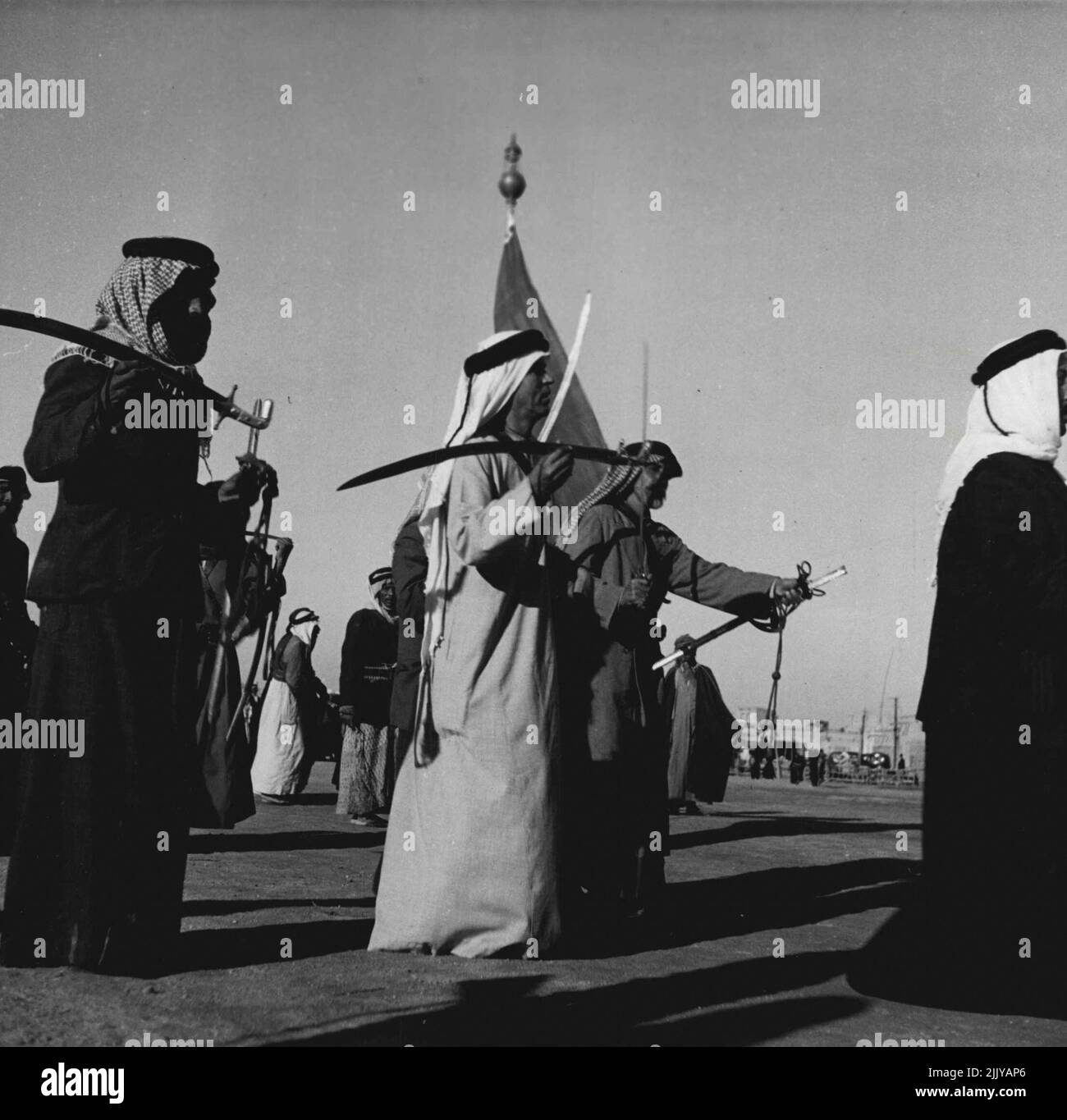 Bedouin Dance In Kuwait. Dancers are ready to begin. Mayor of Kuwait on ...