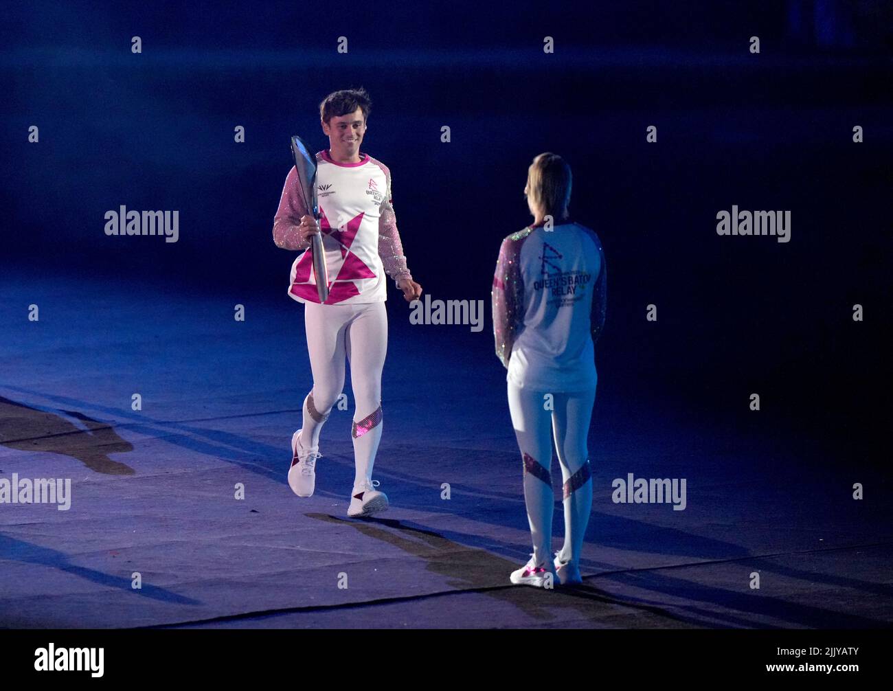 Tom Daley hands the Commonwealth Baton to Alex Danson-Bennett MBE ...