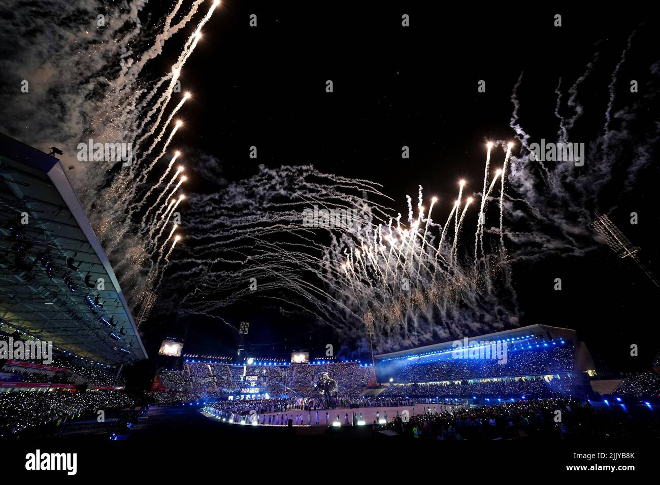 A general view of fireworks during the opening ceremony of the ...